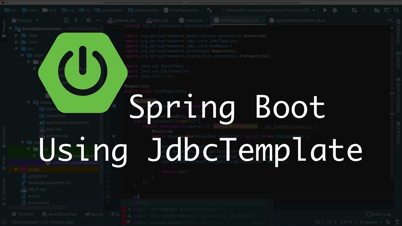 Spring boot JdbcTemplate