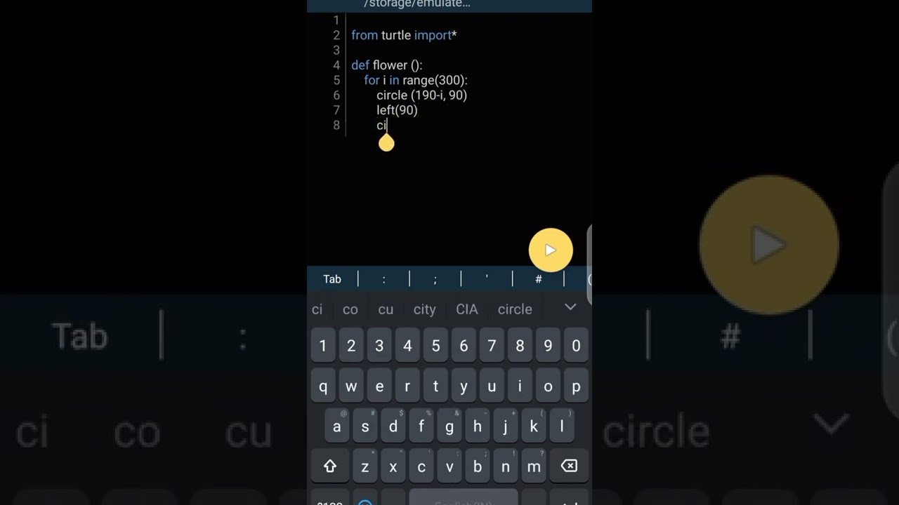 Beautiful flower in Python by using turtle graphics | #turtle #python #coding #shorts #shortvideo