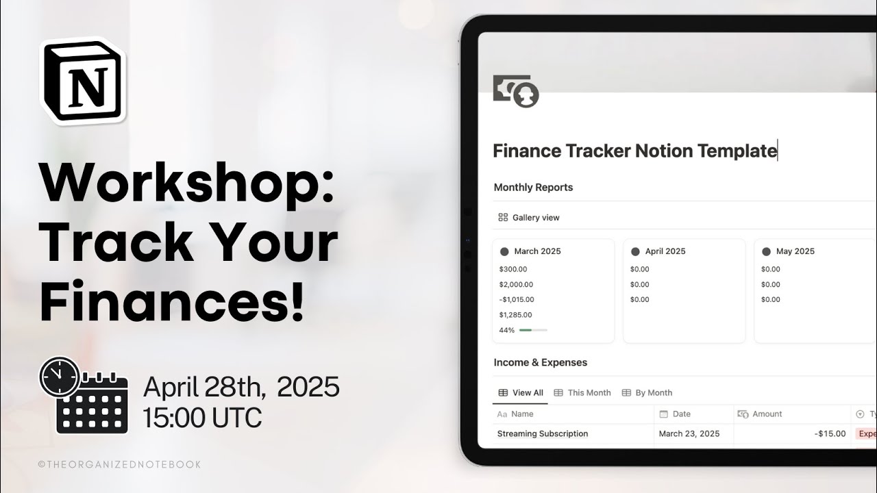 Notion Masterclass: Finance & Budget Tracking with Notion