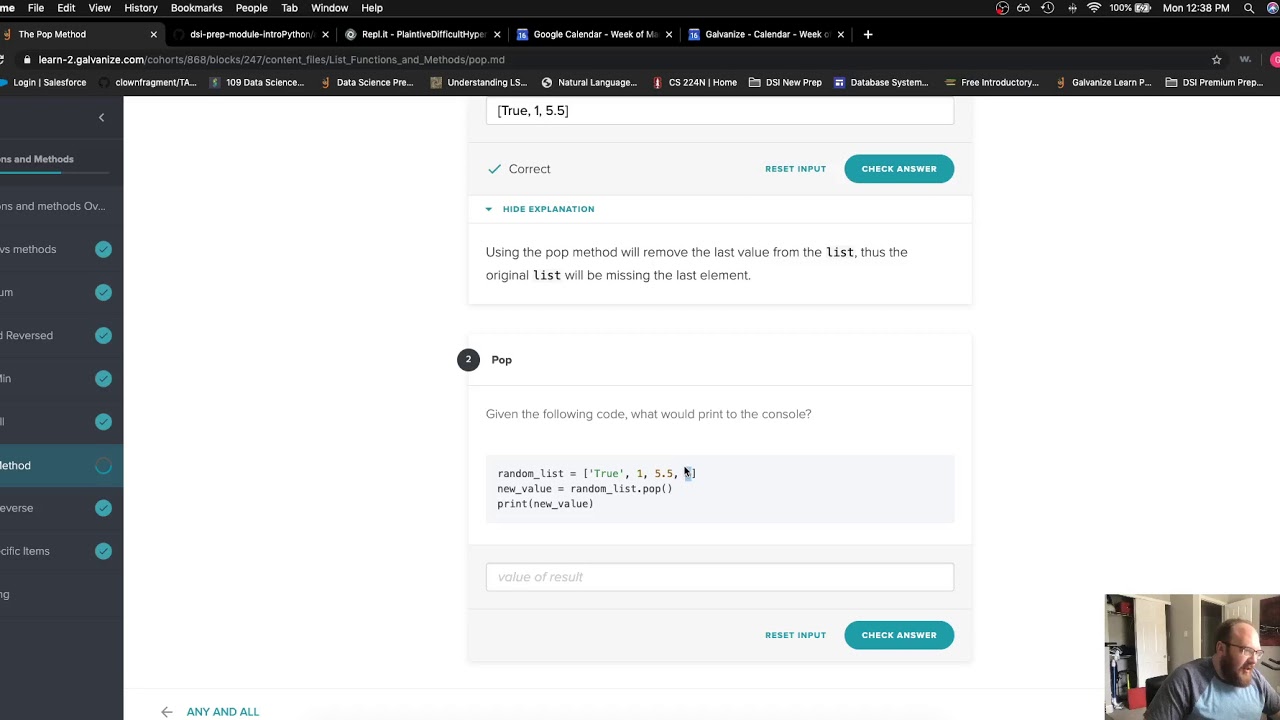 Python List Functions and Methods - The pop() Method - Challenges #1 and #2