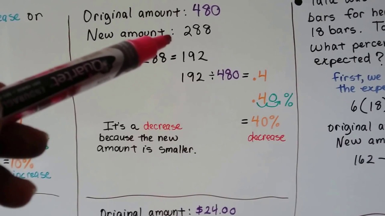 G.E.D. Math  12c, Finding the percent of increase or decrease