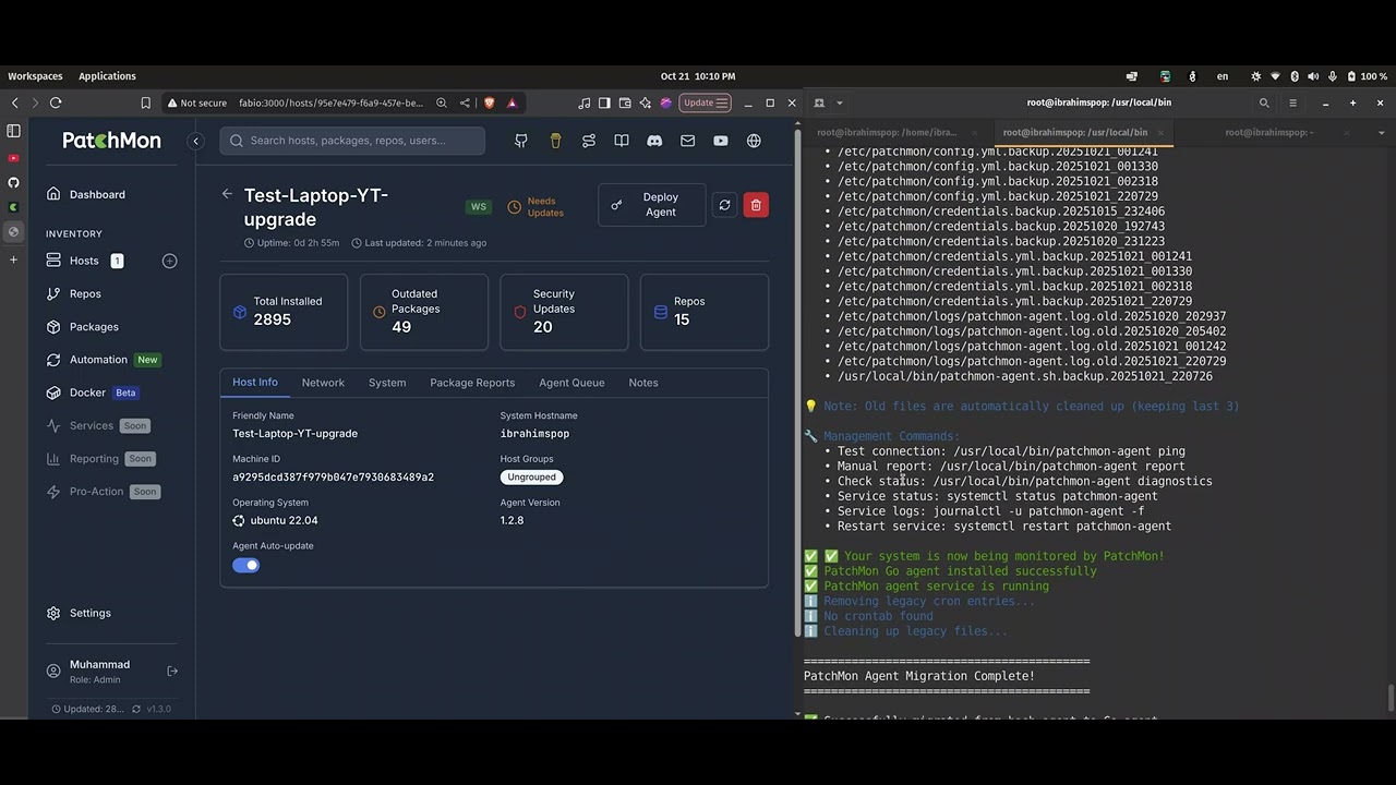 Upgrading PatchMon from 1.2.8 to 1.3.0 via Docker | OpenSource Linux Patch Monitoring Software