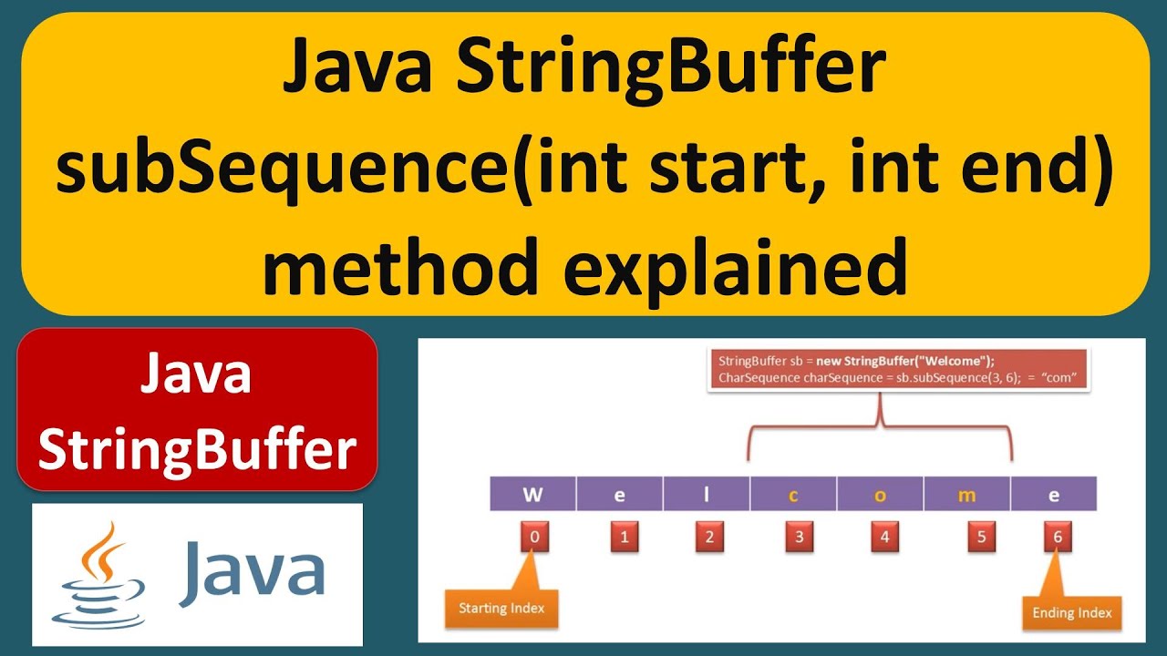 Java StringBuffer subSequence(int start, int end) method explained | Java Tutorial