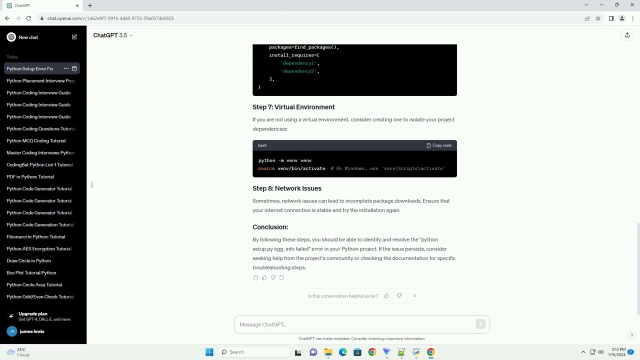 command python setup py egg info failed