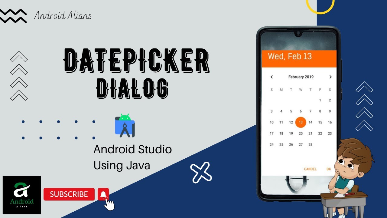 Date Picker Dialog Application Using Java || Android Studio || Android Alians