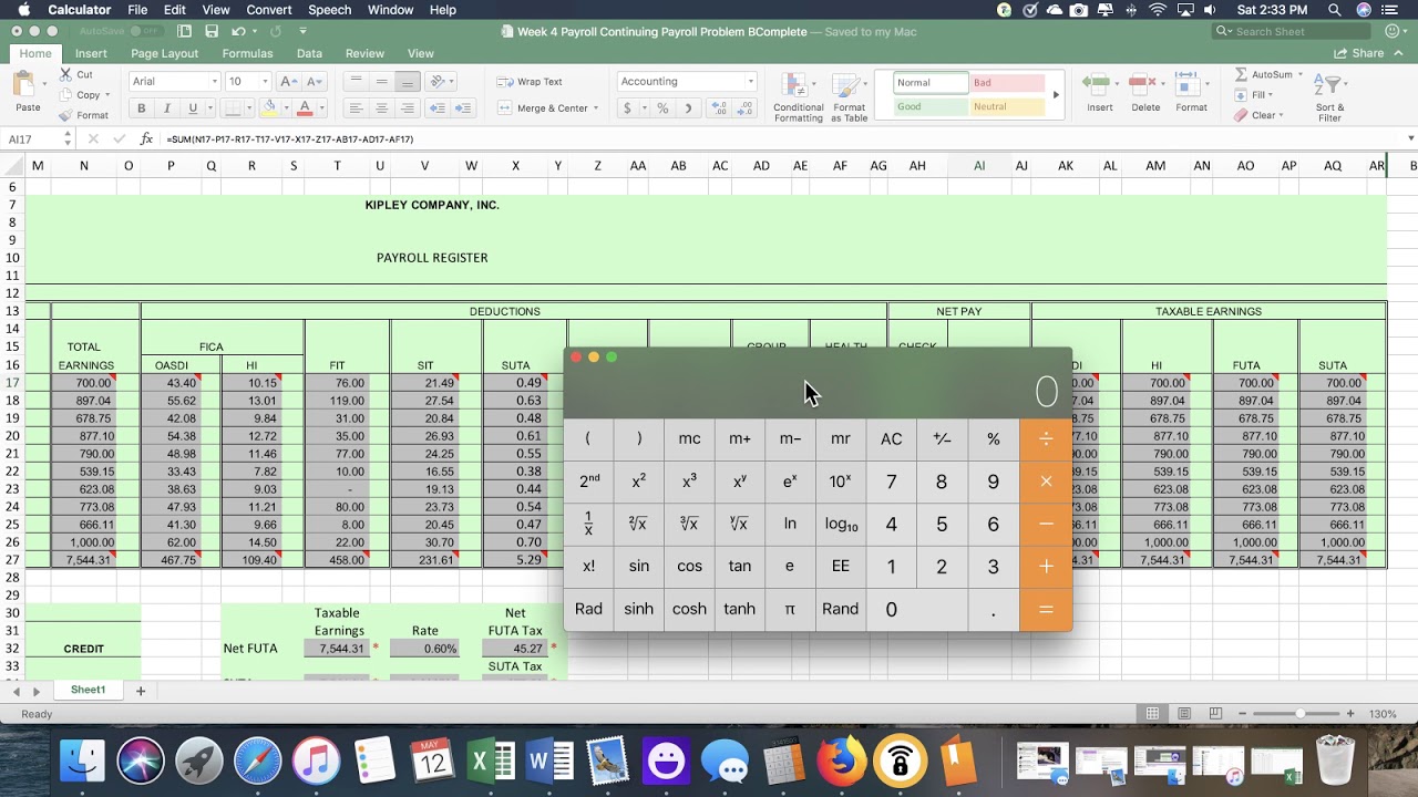 Continuing Payroll Problem A   Week 7