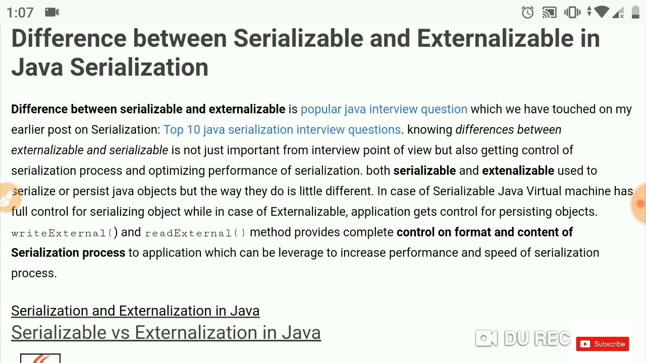 #serilization #exterlization #java Difference between serialization and externalization in java