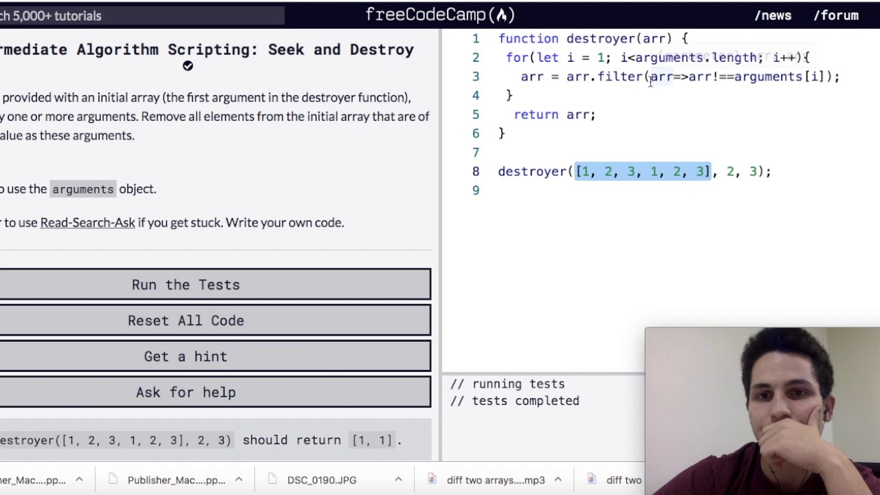 Freecodecamp Intermediate Algorithm: Seek and Destroy