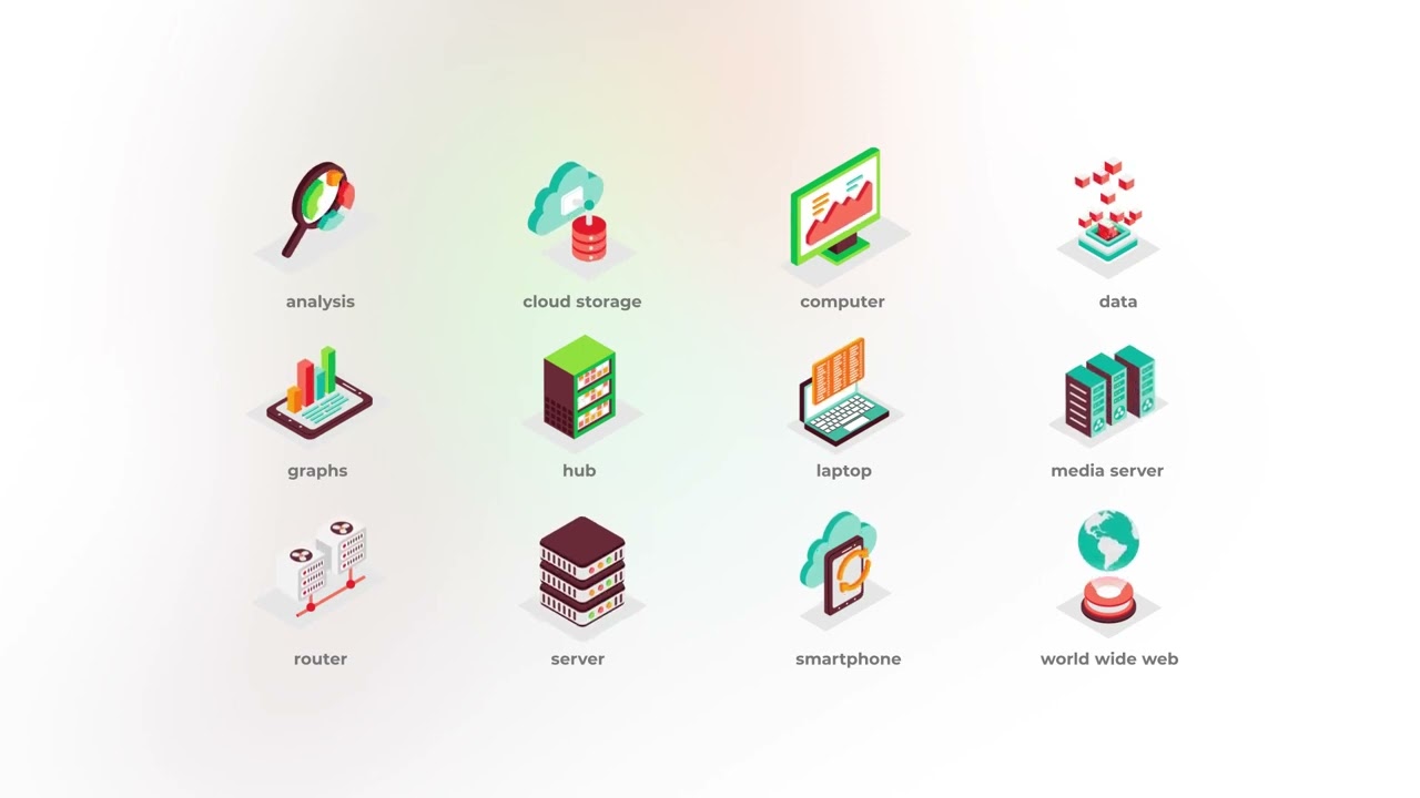 Big data - Isometric Icons - After Effects Template Videohive