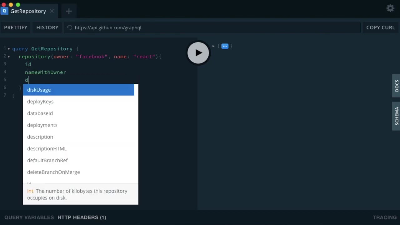 Get a repository with GitHub GraphQL API (GraphQL Playground)