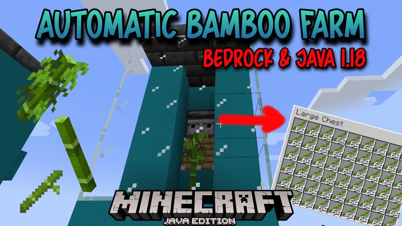 Minecraft Automatic Bamboo Farm | Easy Bedrock & Java 1.18 Tutorial