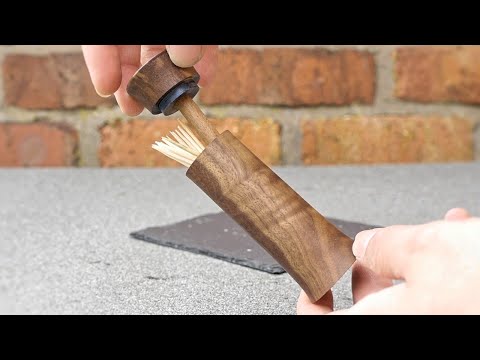 Woodturning - Walnut toothpick holder.