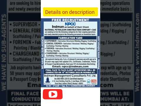 NPCC Abu Dhabi job vacancy 2022 - Free recruitment