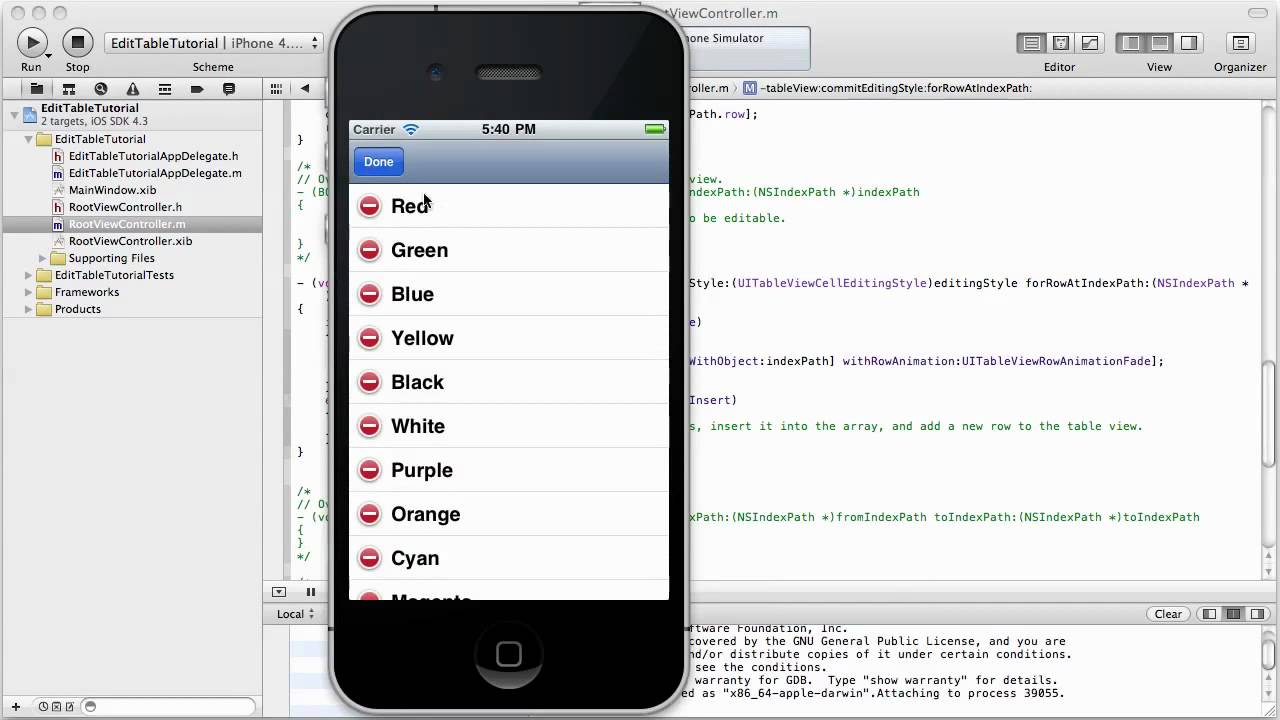 iPhone Development Tutorial - UITableView edit mode