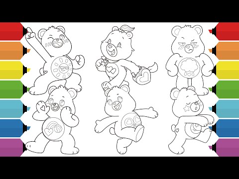 Care Bears Coloring Pages | Grumpy Bear, Share Bear, Funshine Bear, Bashful Heart Bear, Bedtime Bear