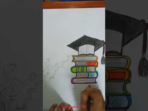 success stairs drawing | education theme drawing #books #education #drawing #stairs #viral #trending