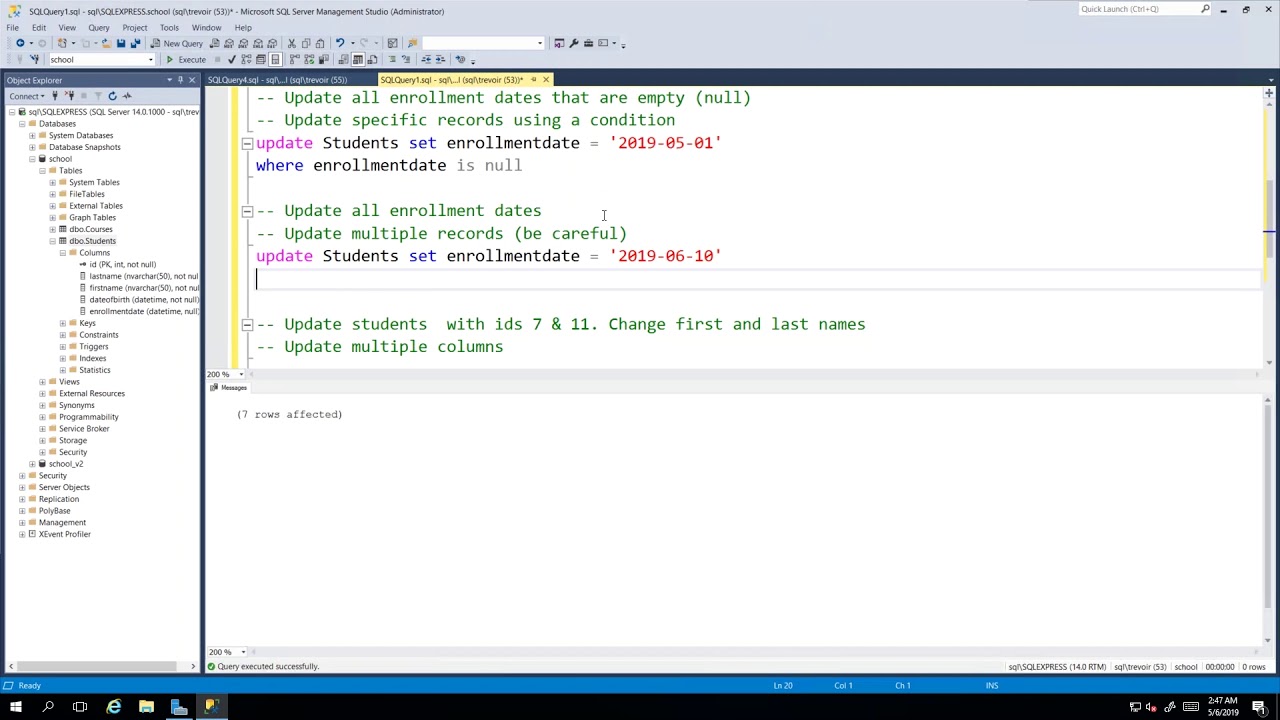 How To Update Data in an SQL Table | Microsoft SQL Server 2017 for Everyone