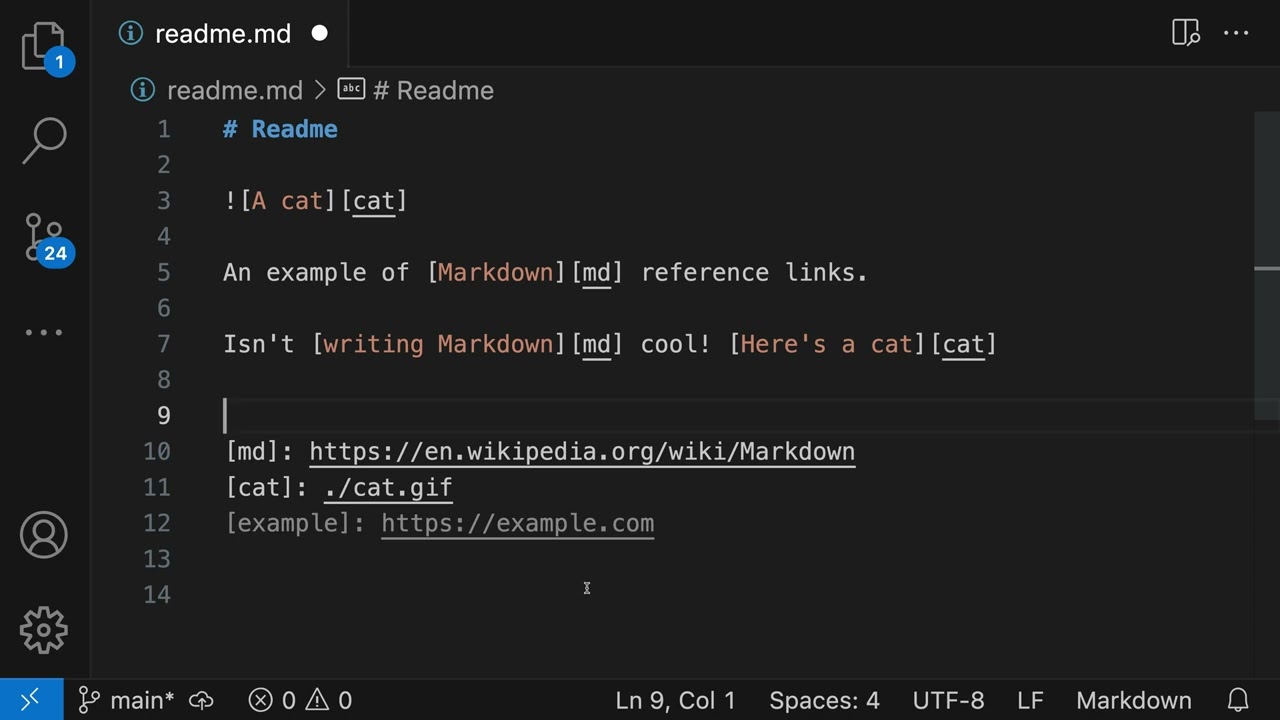 VS Code tips — Organizing Markdown link definitions
