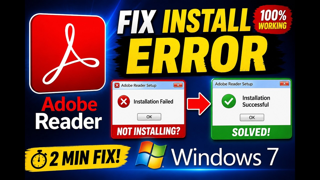 Fix Adobe Reader Installation Error in Windows 7 |  Can’t Install Adobe Reader on Windows 7