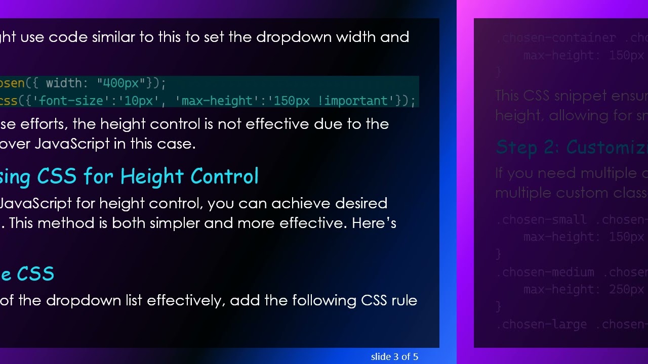 How to Control the Height of jQuery Chosen Drop Down List