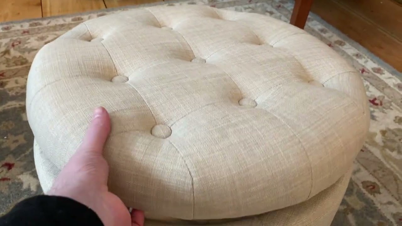 Amazon Basics Upholstered Tufted Storage Round Ottoman