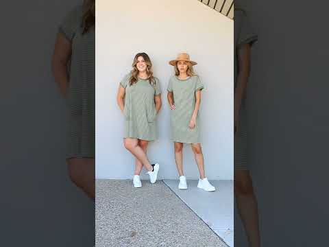 Simplicity is Best Striped T Shirt Dress in Olive