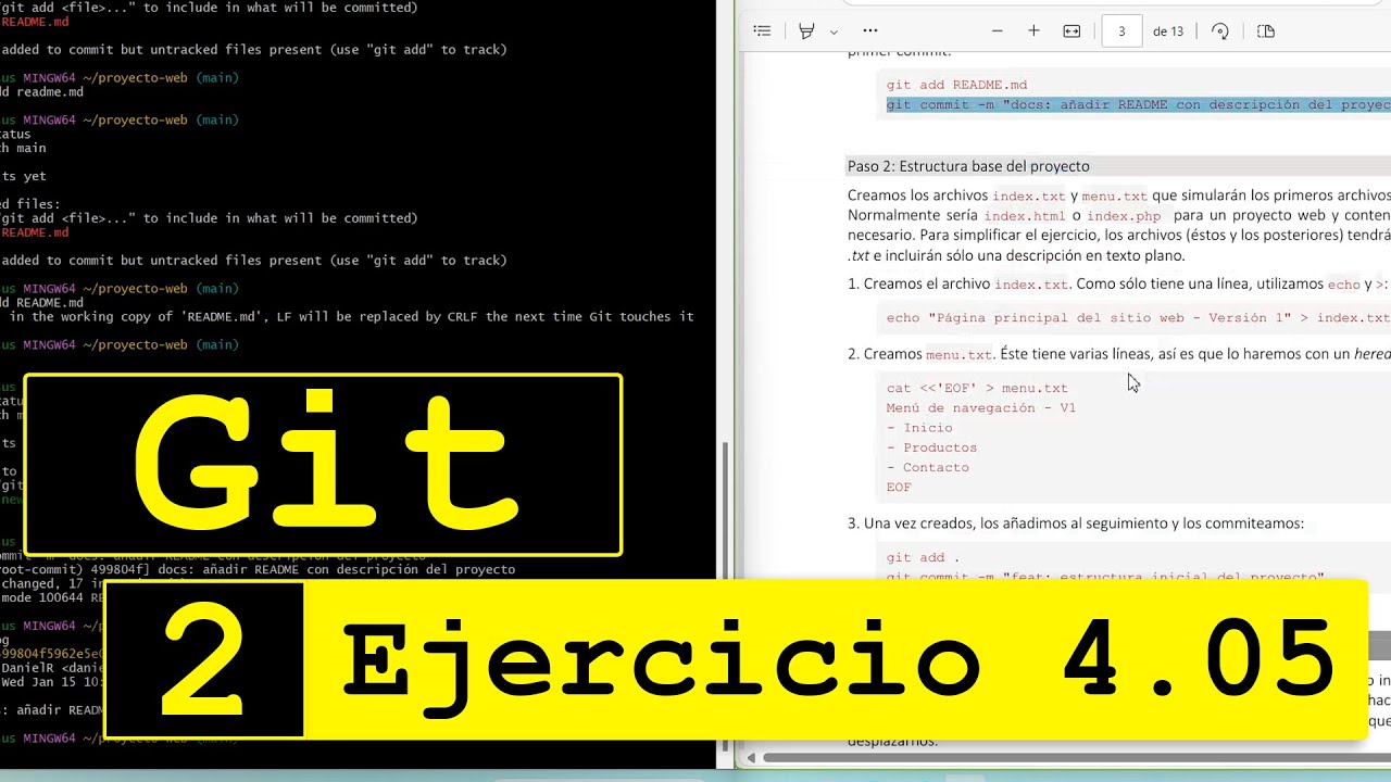 Ejercicio con Git paso  paso - Inicio, commits, ramas