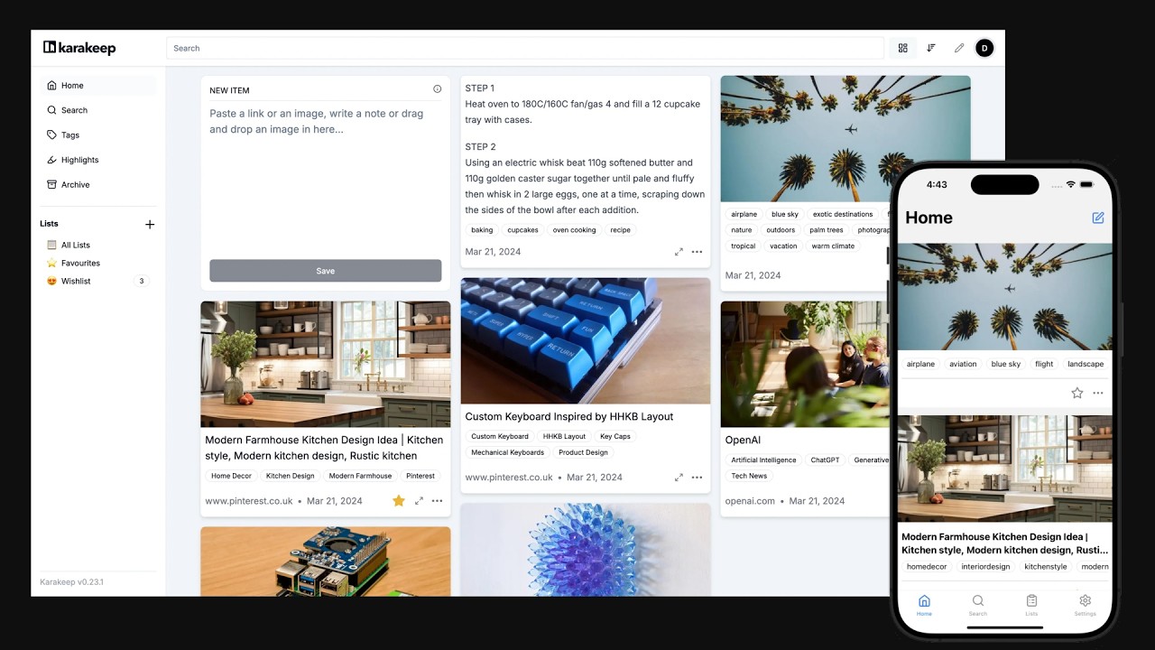 Karakeep (Full Demo) | Self Hosted Bookmark Manager | Feature Walkthrough
