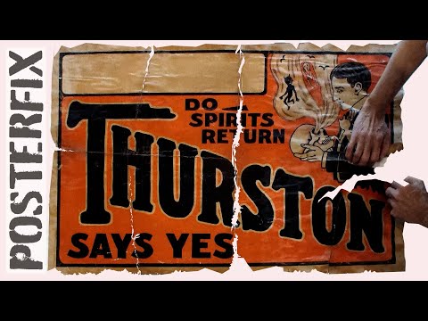 RESTORING a Rare THURSTON Magic  Poster from the 1920s on Linen Backing at Posterfix