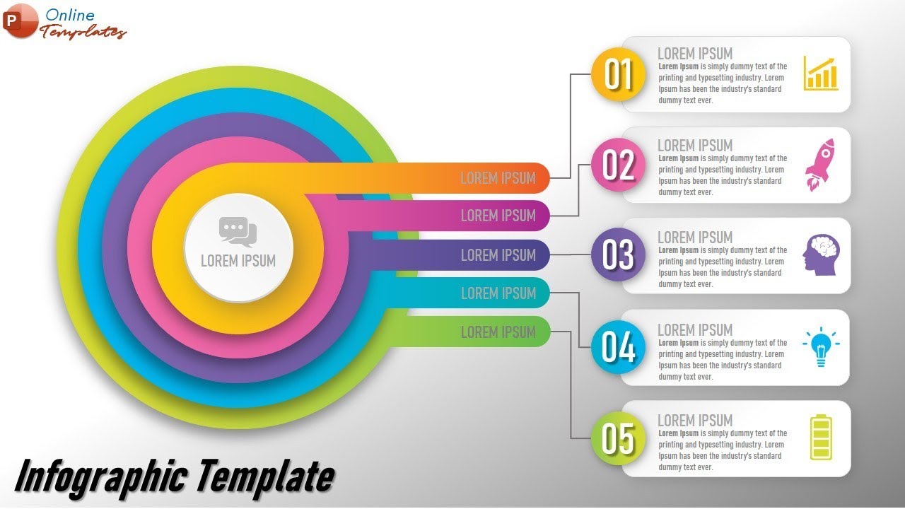 5 Items Circular Diagram Animated Template🔥 (✔️FREE PPT)