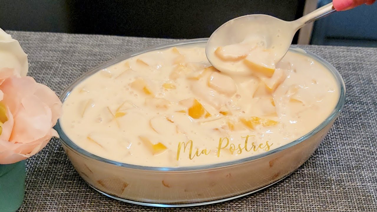 ¡POSTRE DE DURAZNO🍑 CREMOSO FACIL Y RÁPIDO!! postre en pocos minutos/ postre frio,  mia postres.