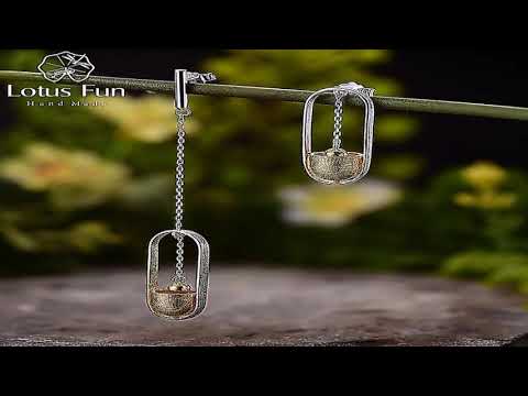 Lotus Fun Real 925 Sterling Silver Handmade Fine Jewelry Creative Hammer Ram Design Dangle