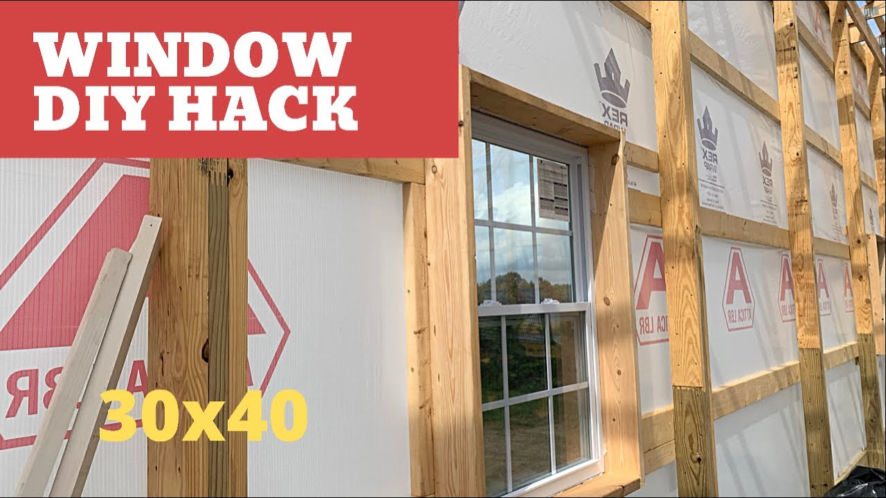 30x40 Pole Barn with a few DIY tactics (window framing and entry door).