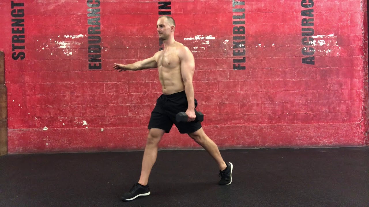 One arm dumbbell split squat: contralateral