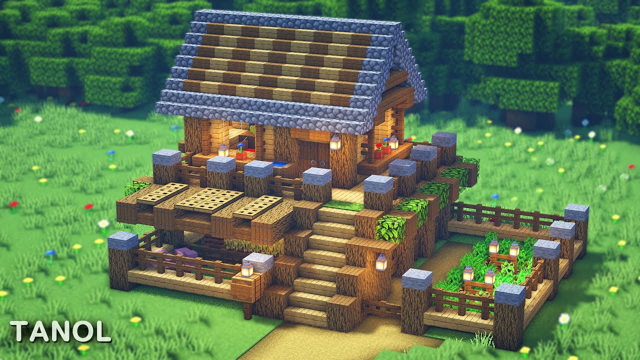⚒️ Minecraft : How To Build a Survival Farm House_[마인크래프트 건축 : 야생 농장 집 ...