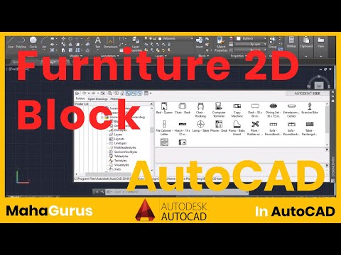 How to Insert Furniture Block in Autocad- Furniture 2D Block in Autocad Tutorial