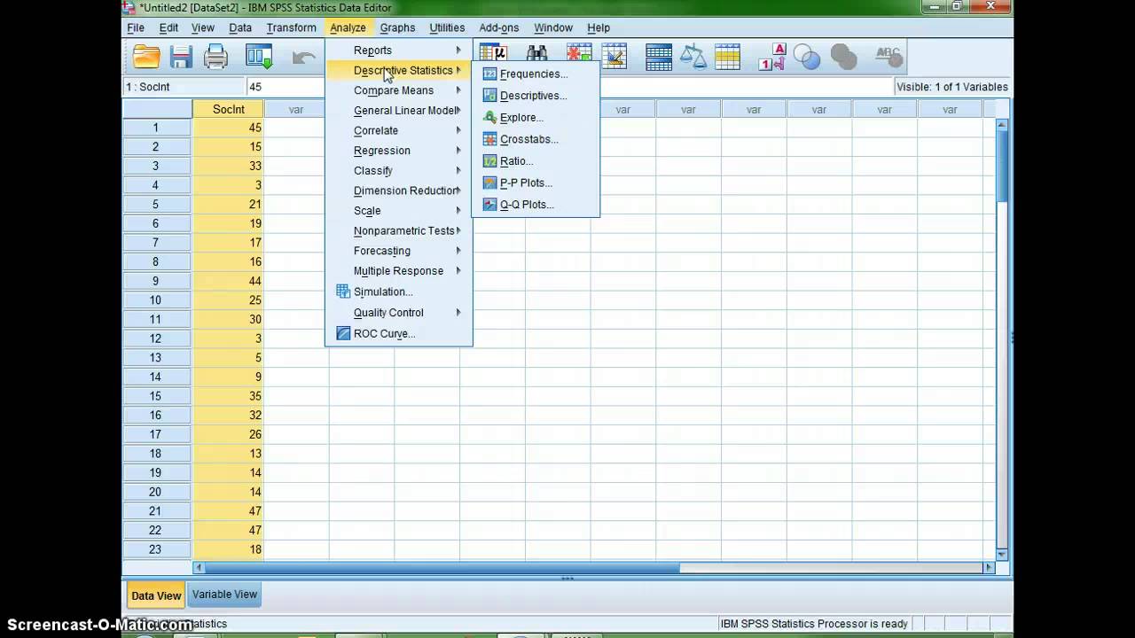 Creating a Frequency Table with SPSS