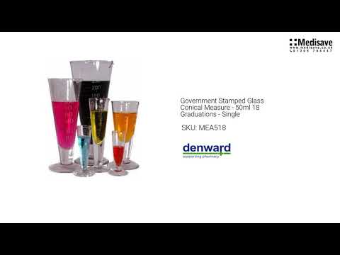 Government Stamped Glass Conical Measure 50ml 18 Graduations Single MEA518