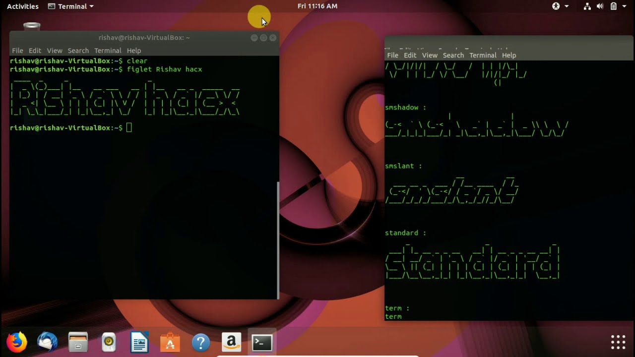 Figlet command in unix / Linux | Ubuntu | Rishav hacx