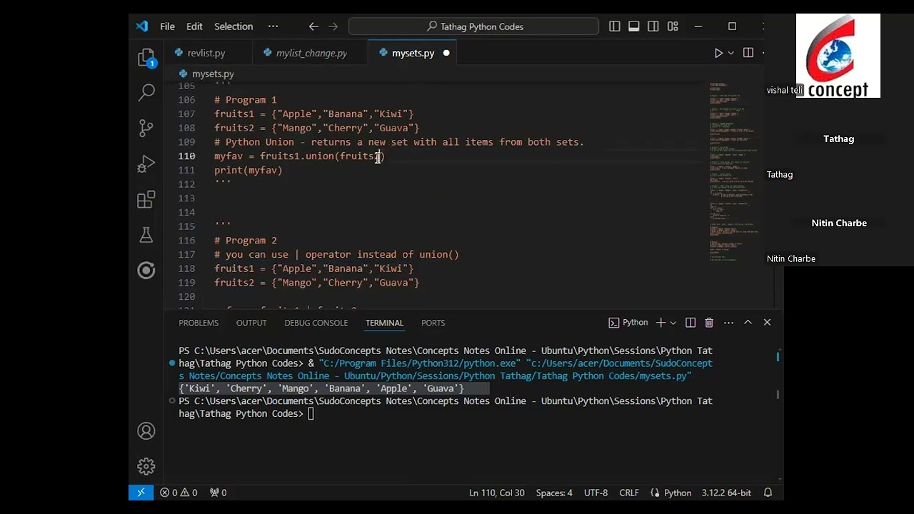 Day 14 - Python Sets - Union, Differences, Intersection