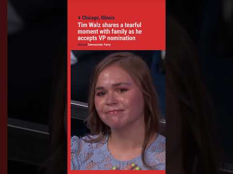 Democratic VP nominee shares a tearful, emotional moment with his family at the DNC #shorts