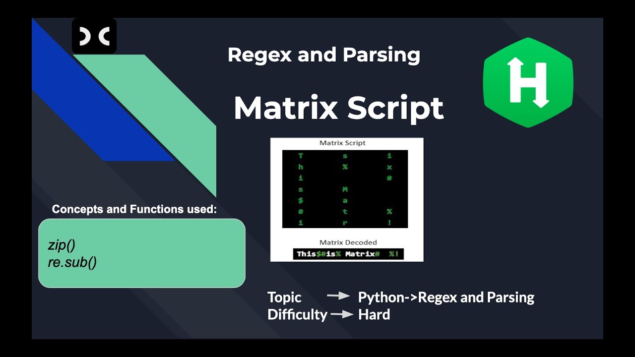 Matrix Script | HackerRank | Regex | Python