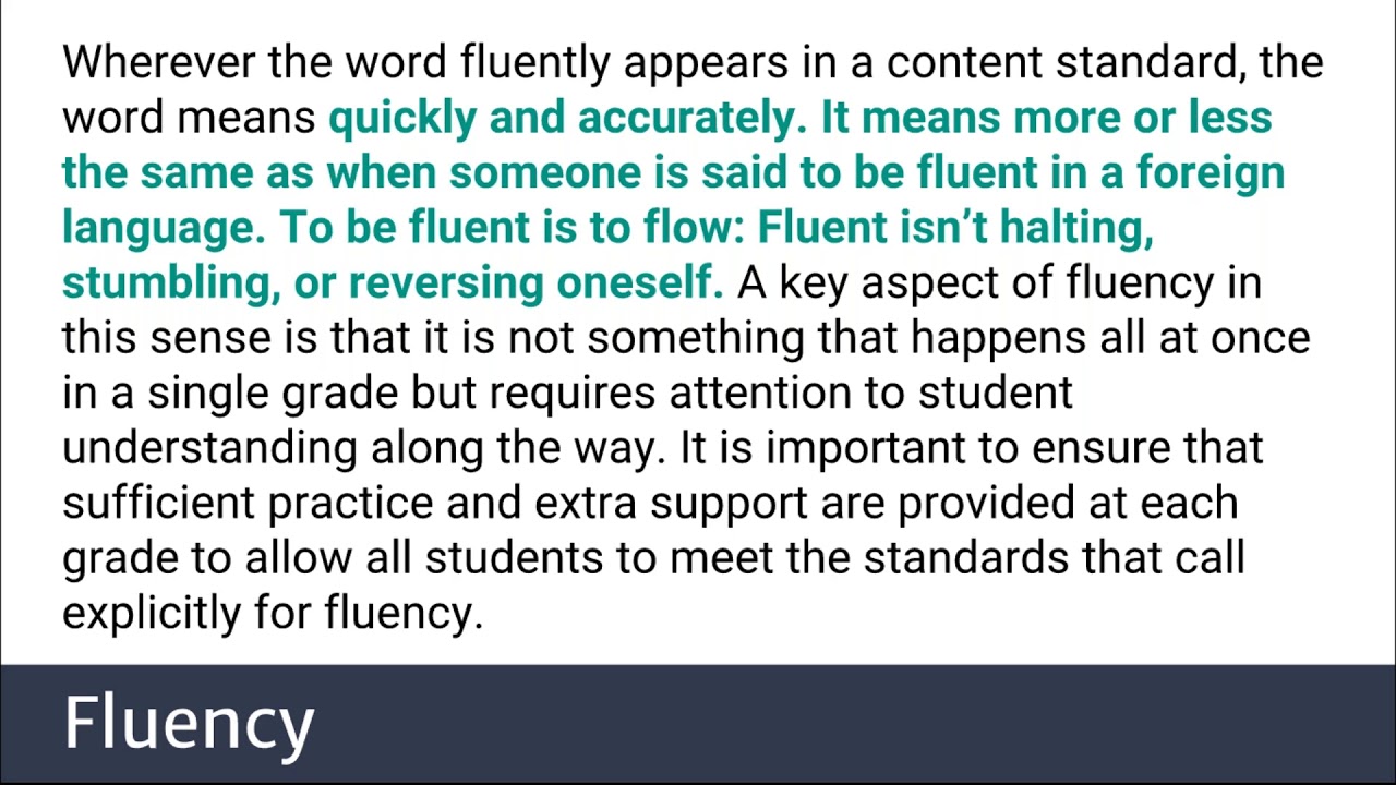 Assessing Fluency in Math