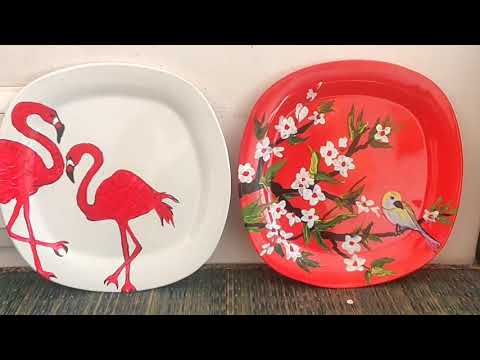 DIY hand painted hanging Plate | Acrylic Painting Flowers on Ceramic