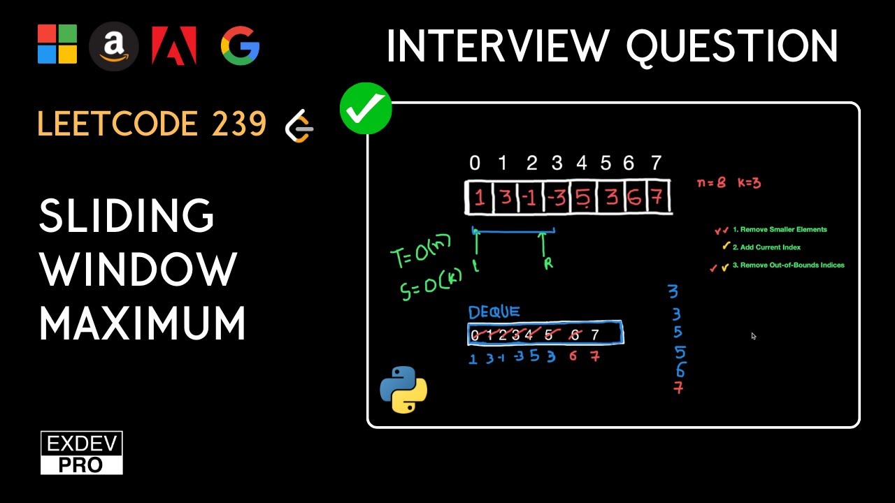 Sliding Window Maximum | LeetCode 239 | Python Solution