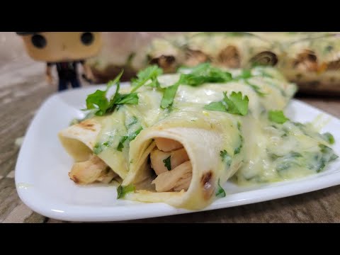 Simple Creamy Poblano Chicken Enchiladas