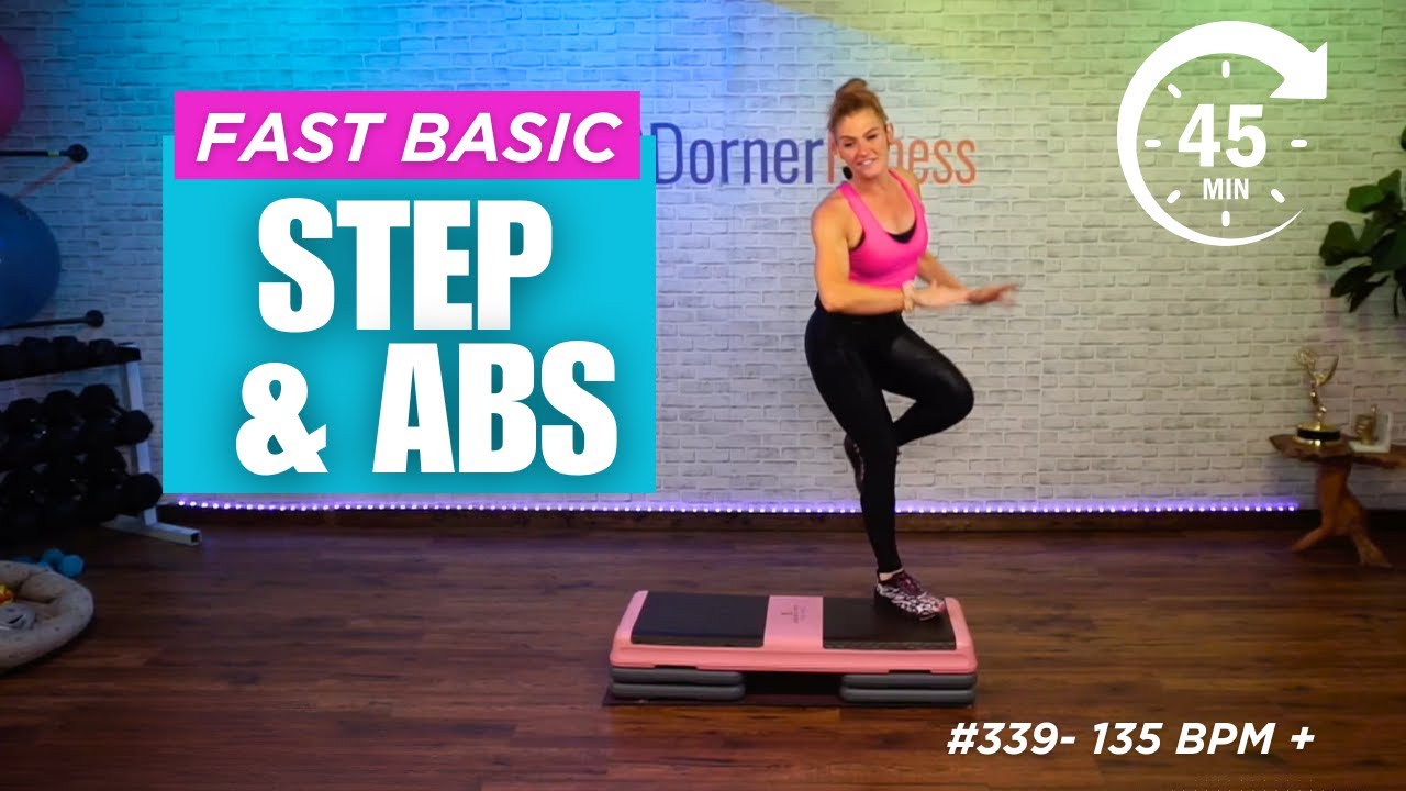 45 Min Fast Step Cardio Aerobics + Core Workout |  Not Beginner - #339