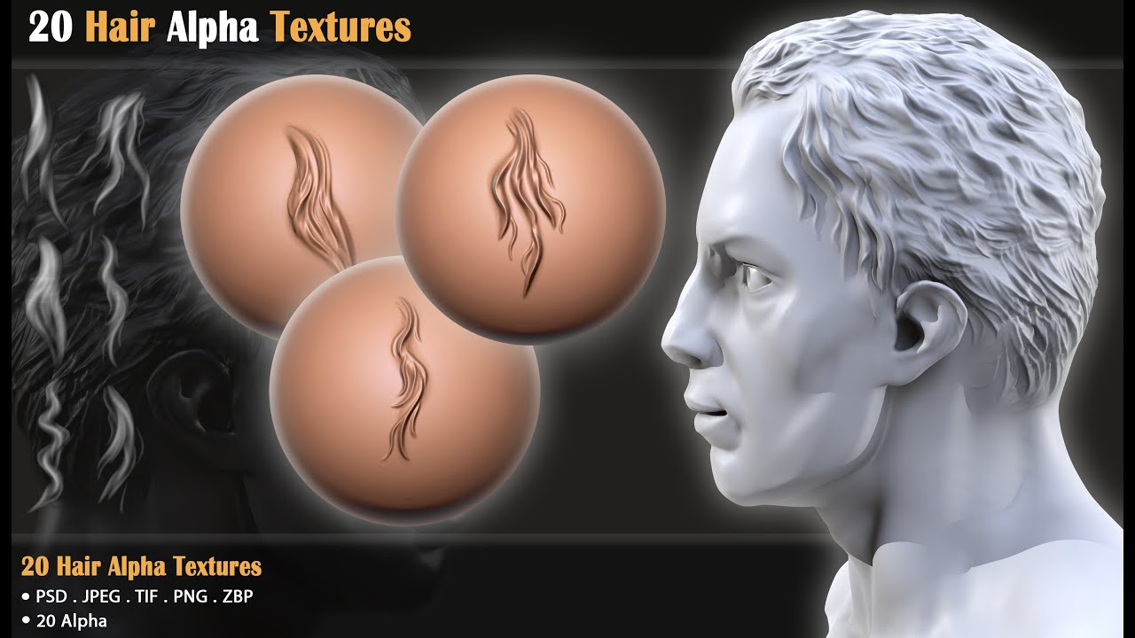 20 Hair Alpha Textures +Brushes