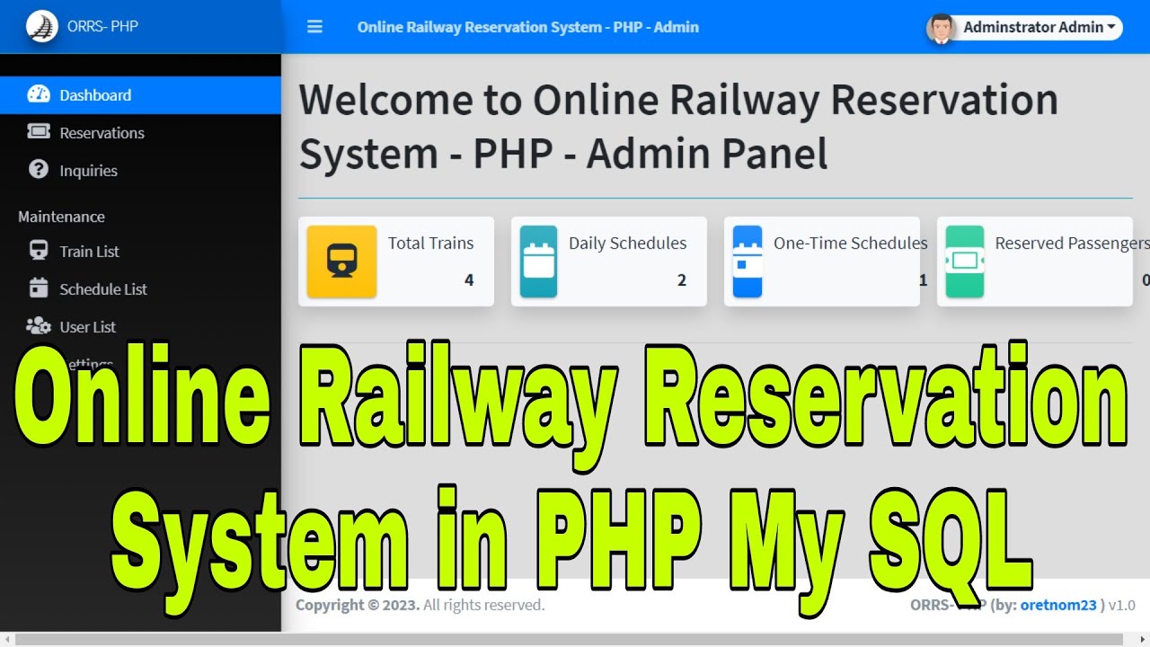 Online Railway Reservation System in PHP My SQL with source code