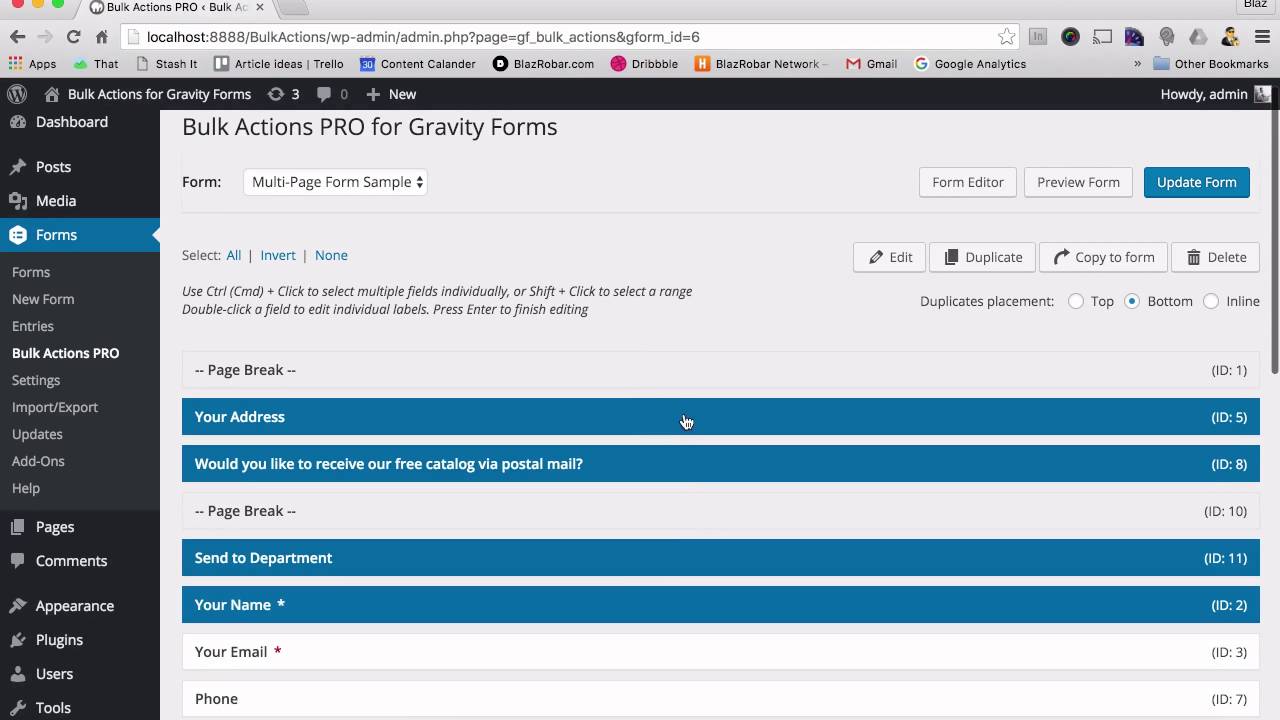 Bulk Reordering fields